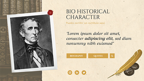 Bio histoire personnage | Modèles Genially